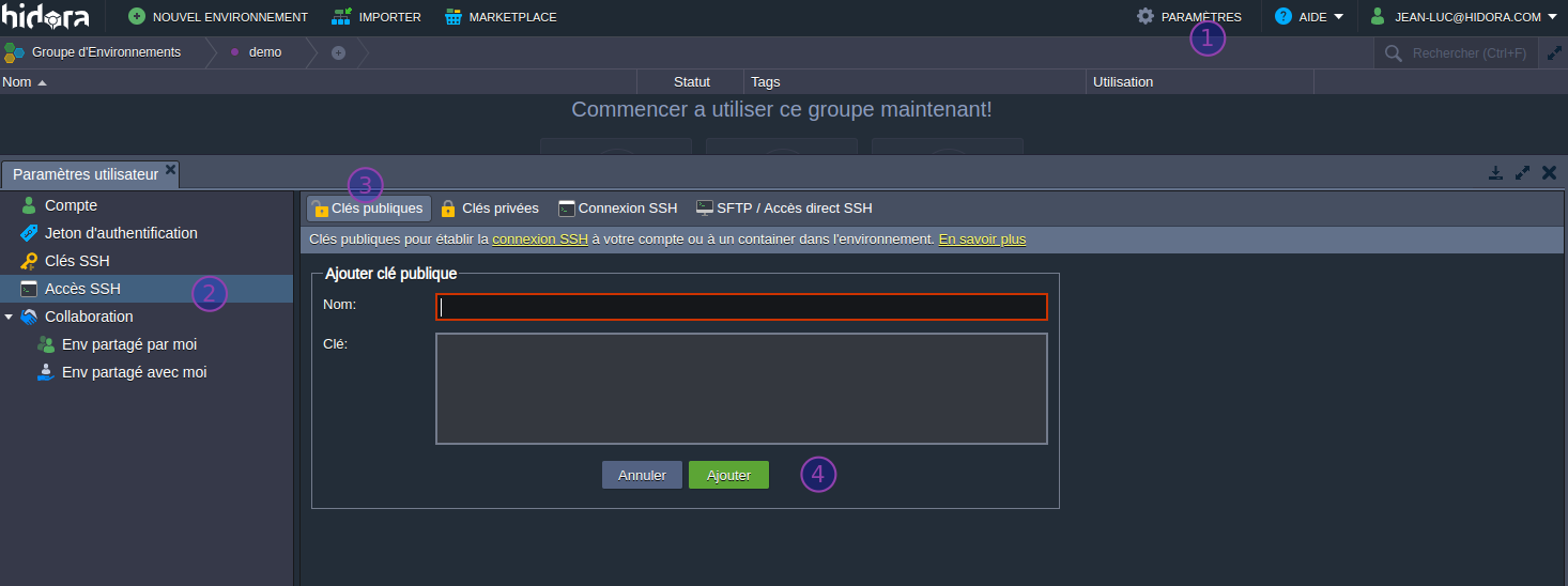 Se connecter en SSH | Hidora Docs